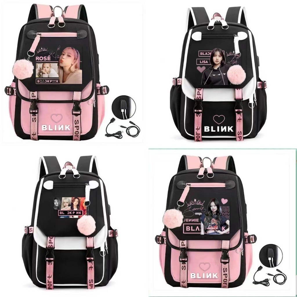 Korean Blackpink Backpack Girl Group JISOO JENNIE ROSÉ Printed Large ...