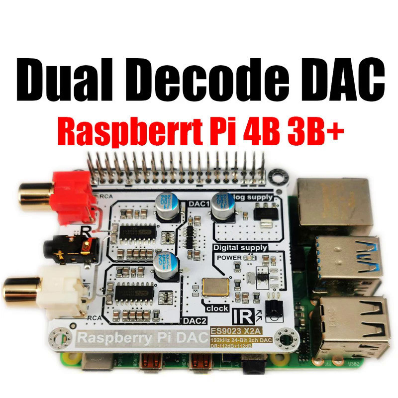 Volumio Moode Raspberry Pi 4B HIFI Dual Decode DAC ES9023 I2S Digital Audio Music Player Sound ...