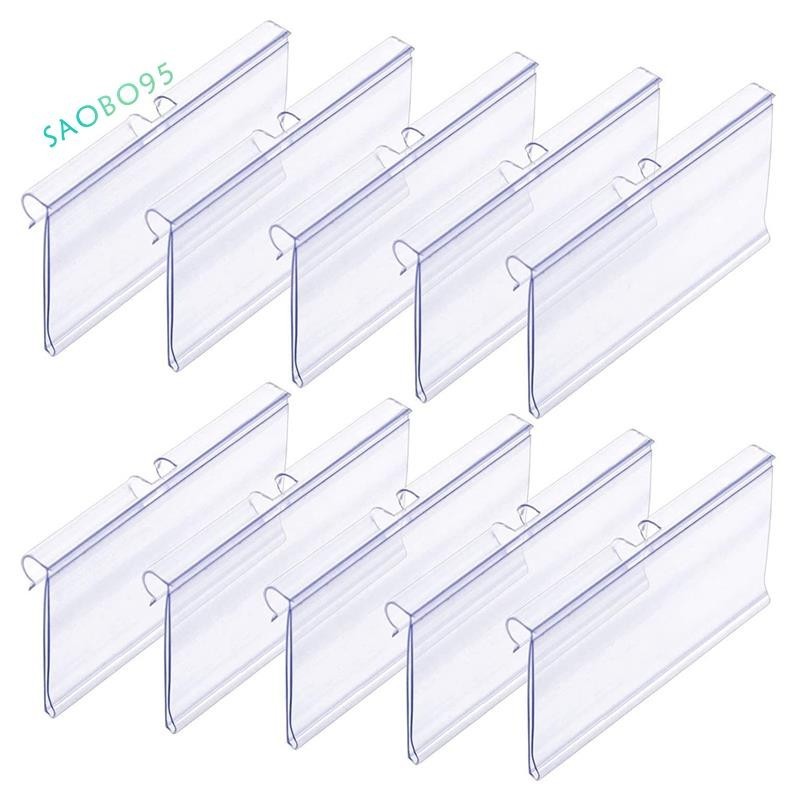 70PC 8X4.2cm Clear Plastic Label Holders Labels Clip for Storage Bins ...