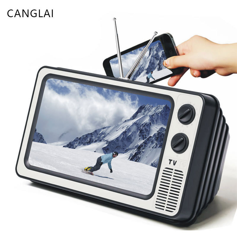 Tv Desktop Phone Stand Creative Retro TV Mobile Phone Screen Amplifier ...