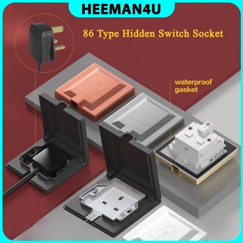 Heeman4u Hidden 13A Switch Socket Panel With Cover Embedded Socket ...
