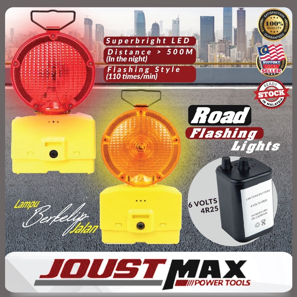 Red/Yellow Road Flashing Light Lampu Kecemasan Hazard Blinker Safety ...