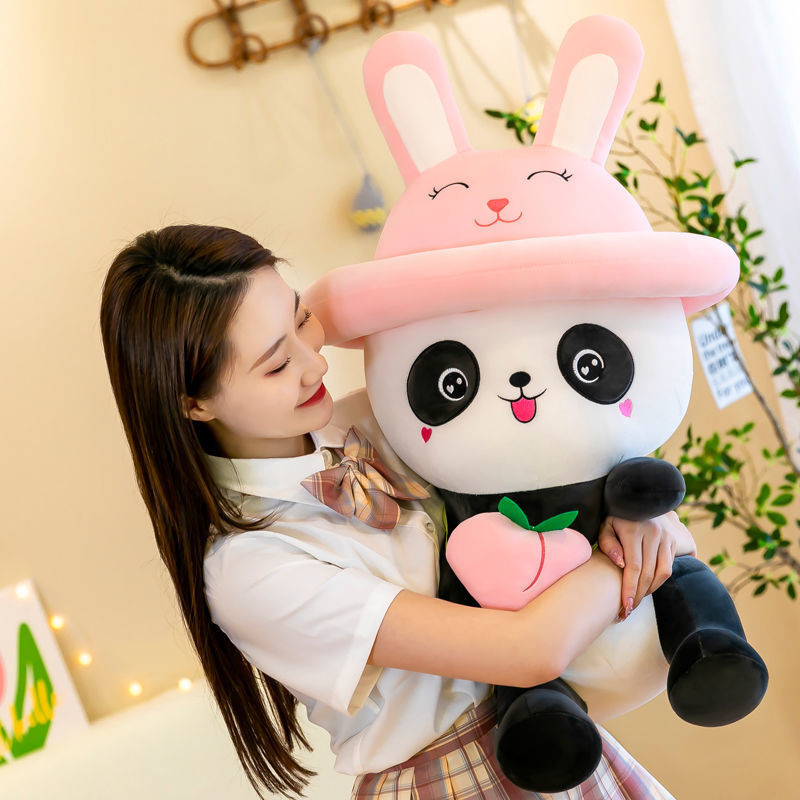 Plush Toy Peach Panda Doll Cute Big Panda Doll Children Ragdoll Girl ...