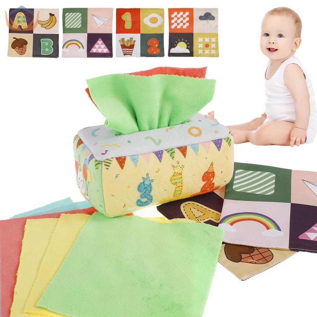 Baby Tissue Box Toy Sensory Crinkle Tissue Box Magic Tissue Box for ...