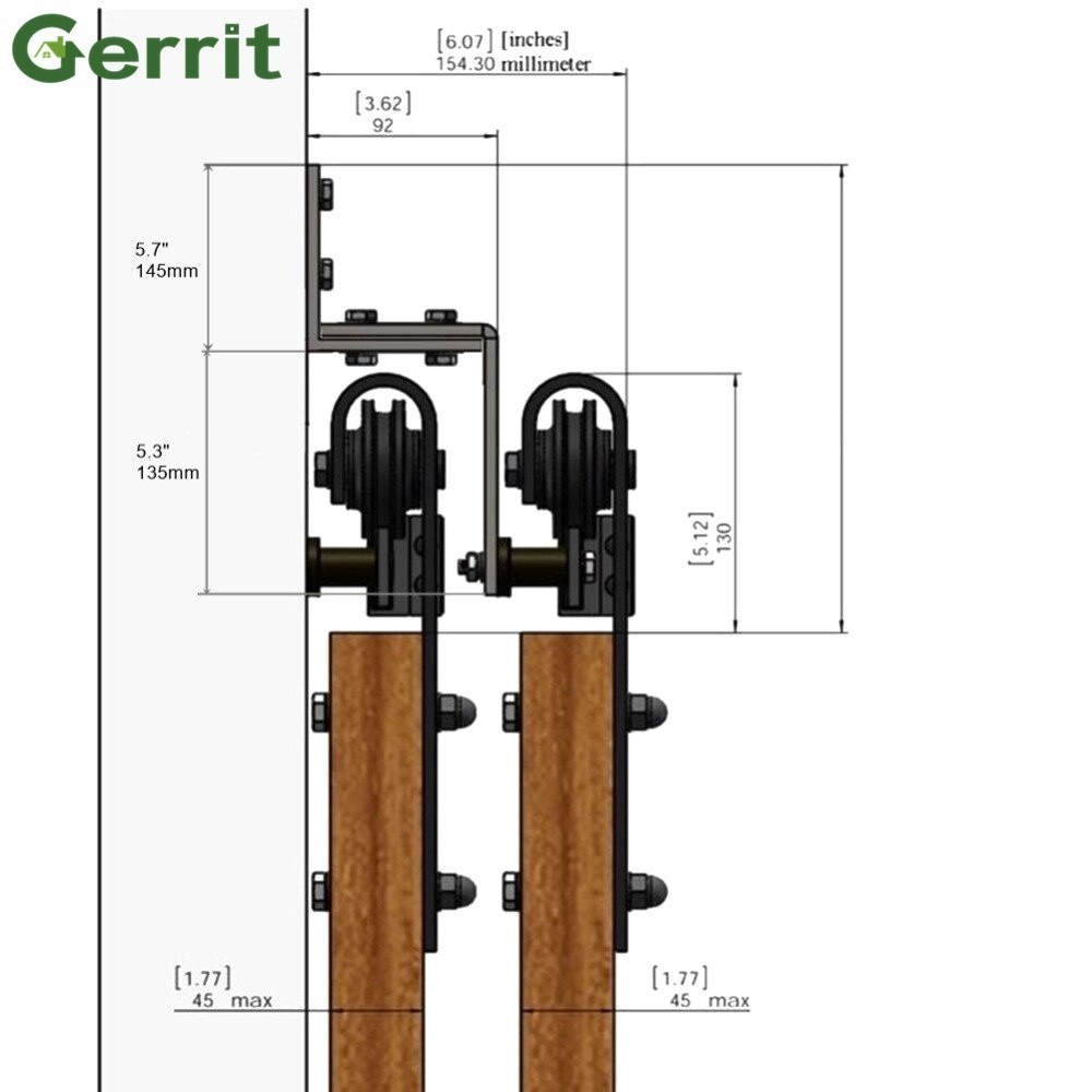 Vintage Rail Overlapping Bracket Kit Carbon Steel Rustic Black Barn ...