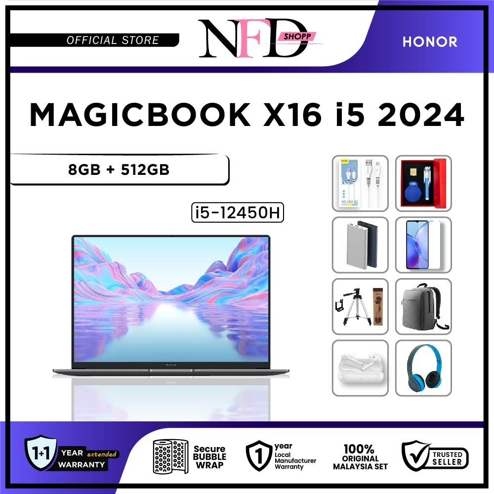 HONOR MagicBook X16 2024 [8GB RAM 512GB SSD] - Original HONOR Malaysia | Shopee Malaysia