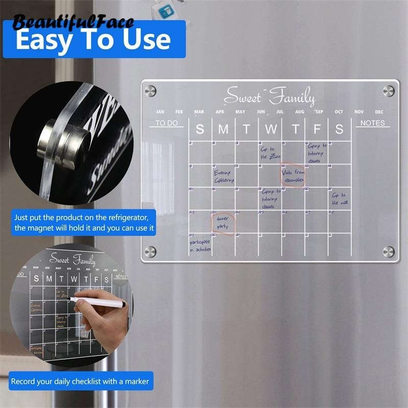 Clear Acrylic Fridge Magnet Sticker Calendar Weekly Planner Magnetic ...