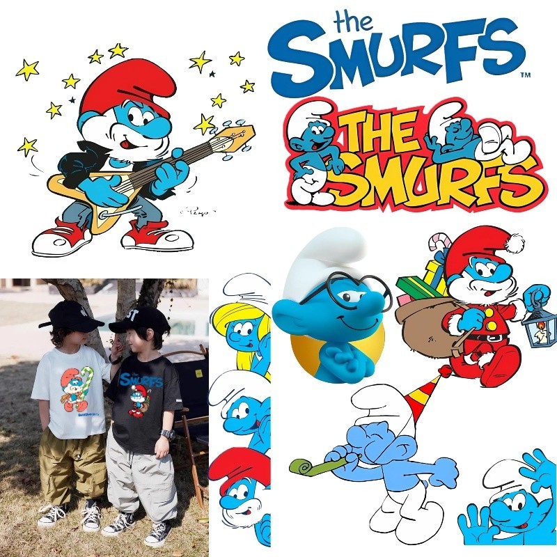 Smurf cartoon animation elements hot stamping stickers customized heat ...