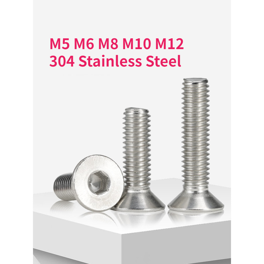 M5 M6 M8 M10 M12 DIN7991 304 Stainless Steel Bolt Hexagon Hex Socket Flat Head Countersunk Screw ...