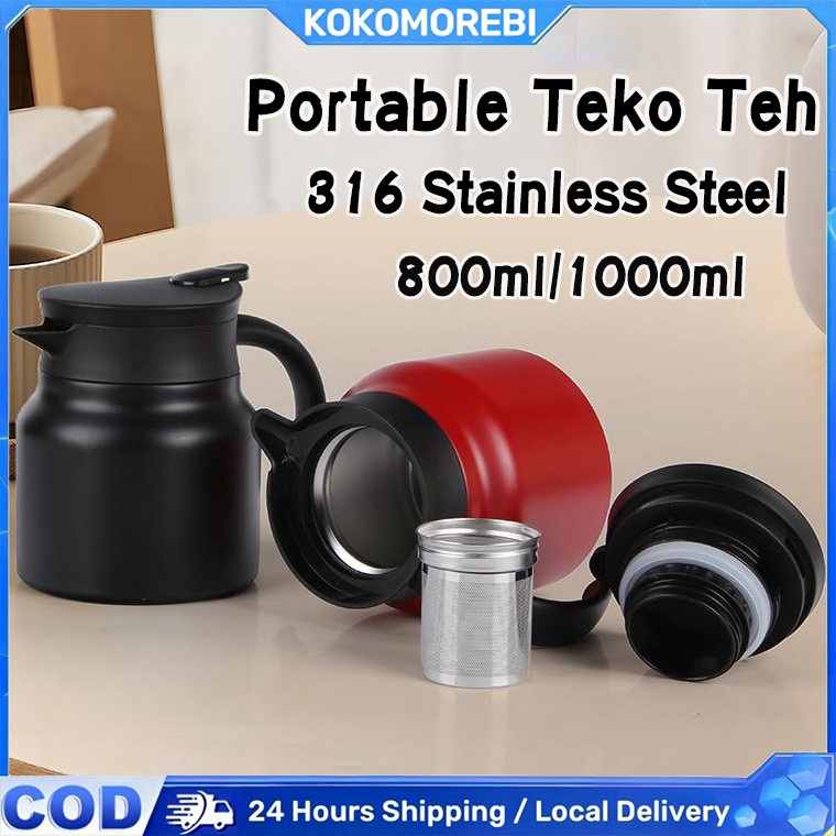 1000ml Portable Tea Pot 316 Thermos Stainless Steel Thermal Insulation ...