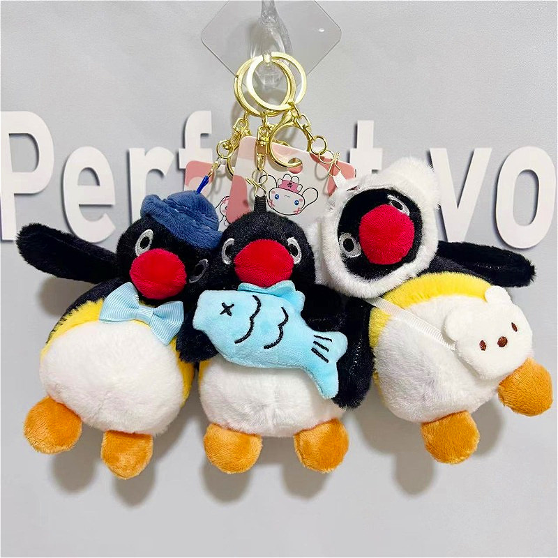 Anime Kawaii Pingu Plush Keychain Cute Cartoon Creative Funny Lying ...