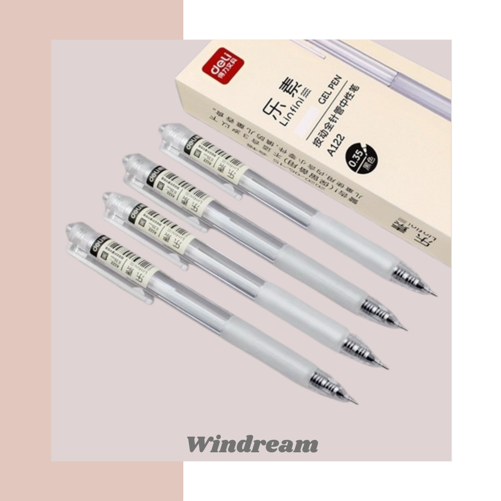 DELI A122 Retractable Gel Pen 0.35mm Black (per pc) | Shopee Malaysia