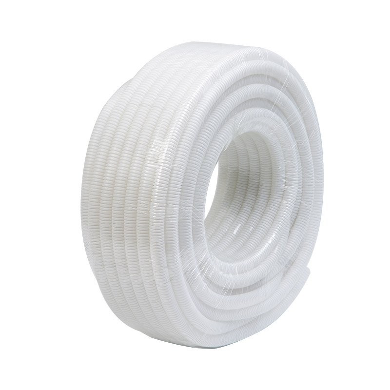 Paip beralun plastik PE putih melindung wayar paip lembut putih sarung ...