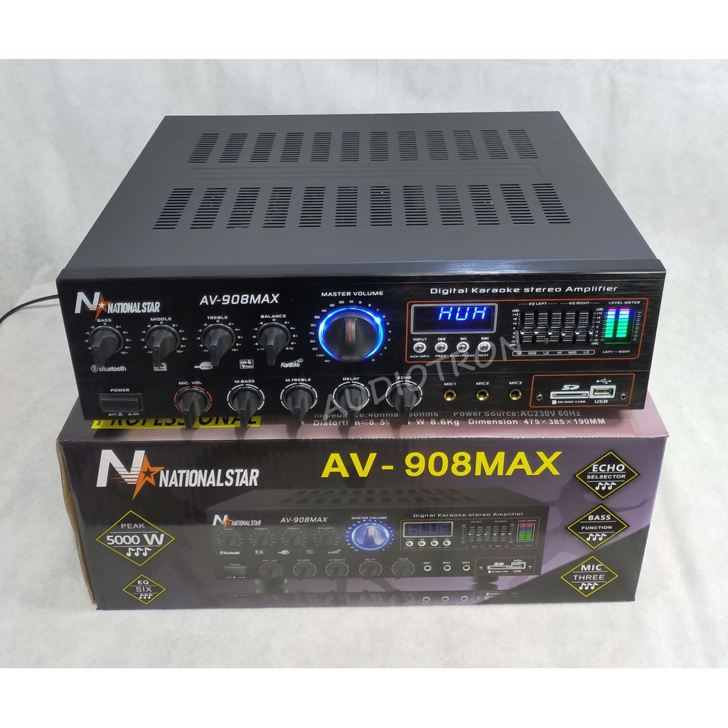 Amplifier with Bluetooth/EQ Nationalstar AV-908MAX Professional ...