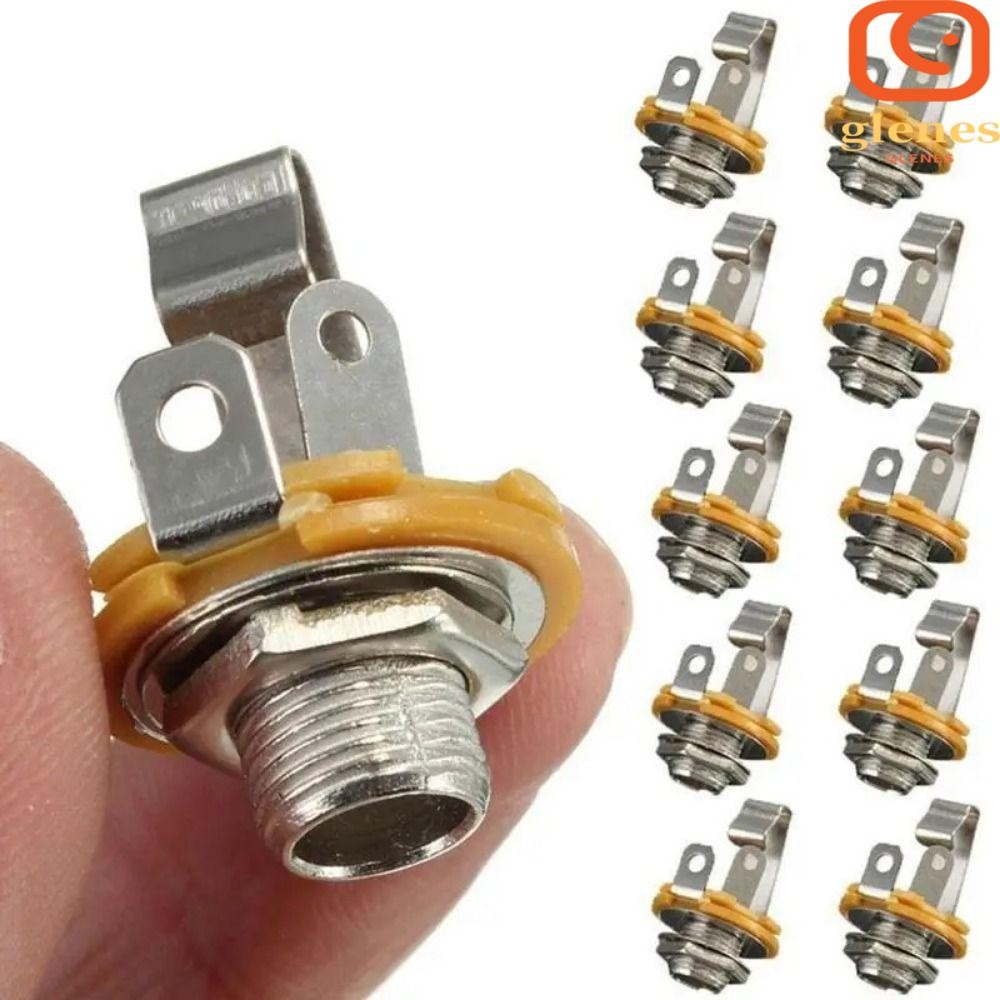 GLENES 10pcs Guitar Mono Jack Socket, Chrome Nut Plug Socket Electric ...