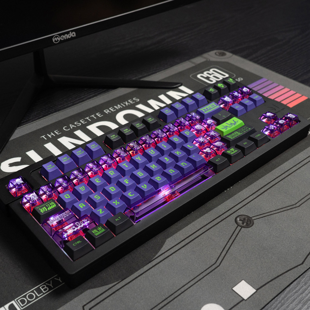 EVA-01 PBT+PC keycaps EVANGELION Purple Shine through keycaps set for ...