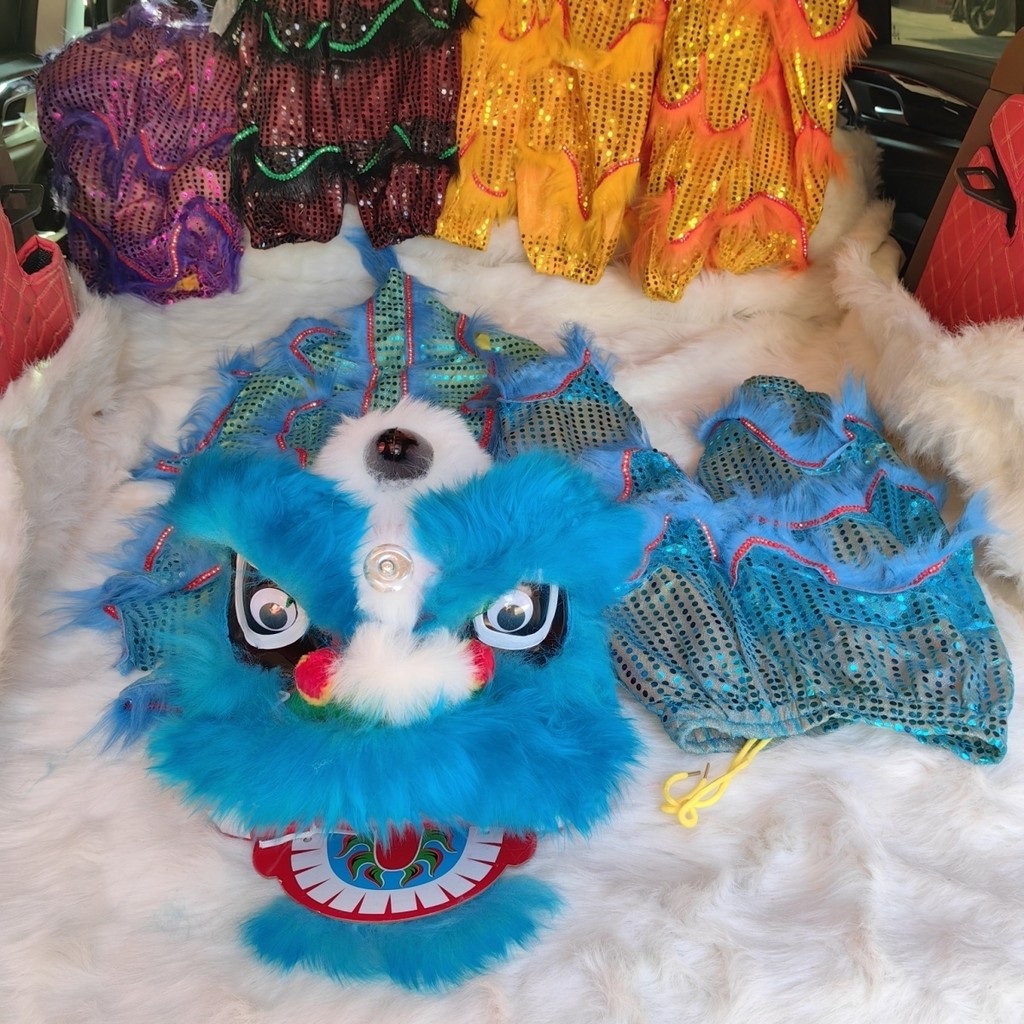 33cm-38cm Kids Lion Dance Costume Set - Single/Double Lion Head with ...