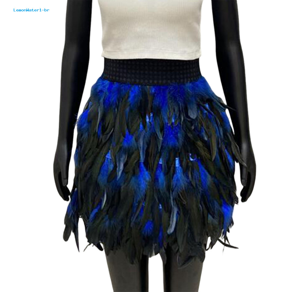 Stretchy Waist Feather Skirt Gothic Feather Skirt Sexy Gothic Feather ...