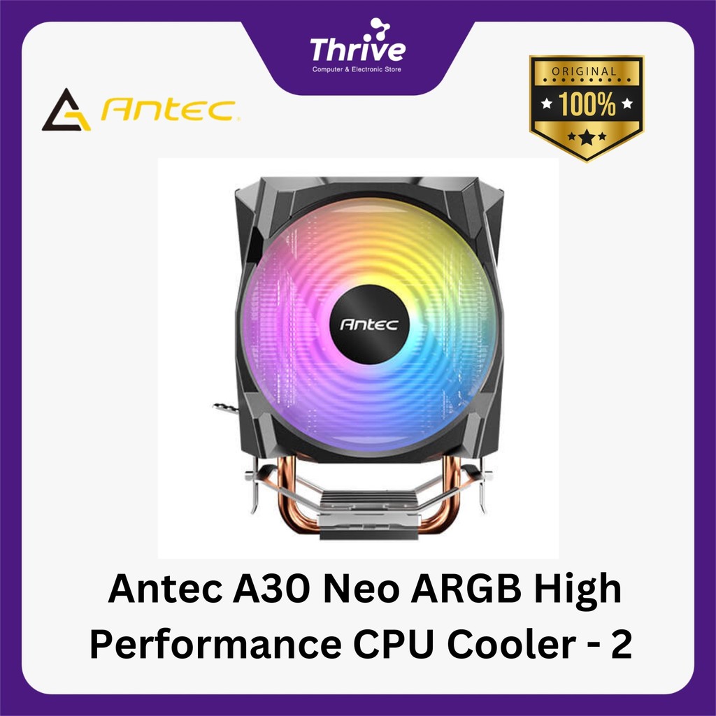 Antec A30 Neo ARGB High Performance CPU Cooler - 2 Direct-Touch Copper Heat Pipes with PWM ARGB ...