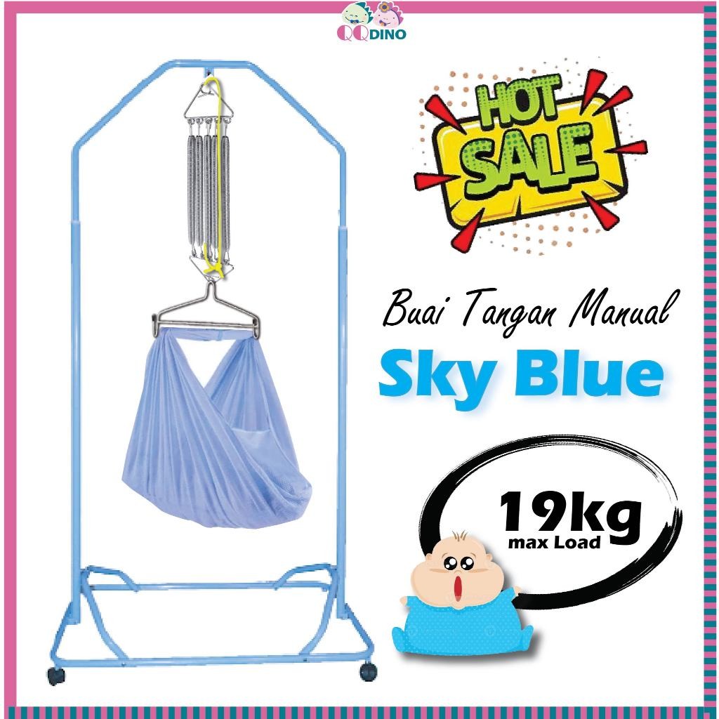 SKY BLUE EDITION Spring Cot Stand Frame Double Epoxy with Wheel ...