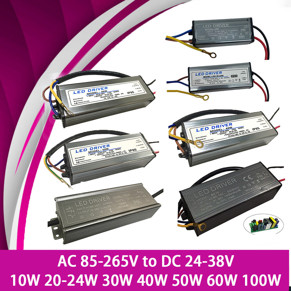 Waterproof LED Driver AC 85-265V Power Supply Transformer 10W 20-24W 30W 40W 50W 60W 100W Led ...