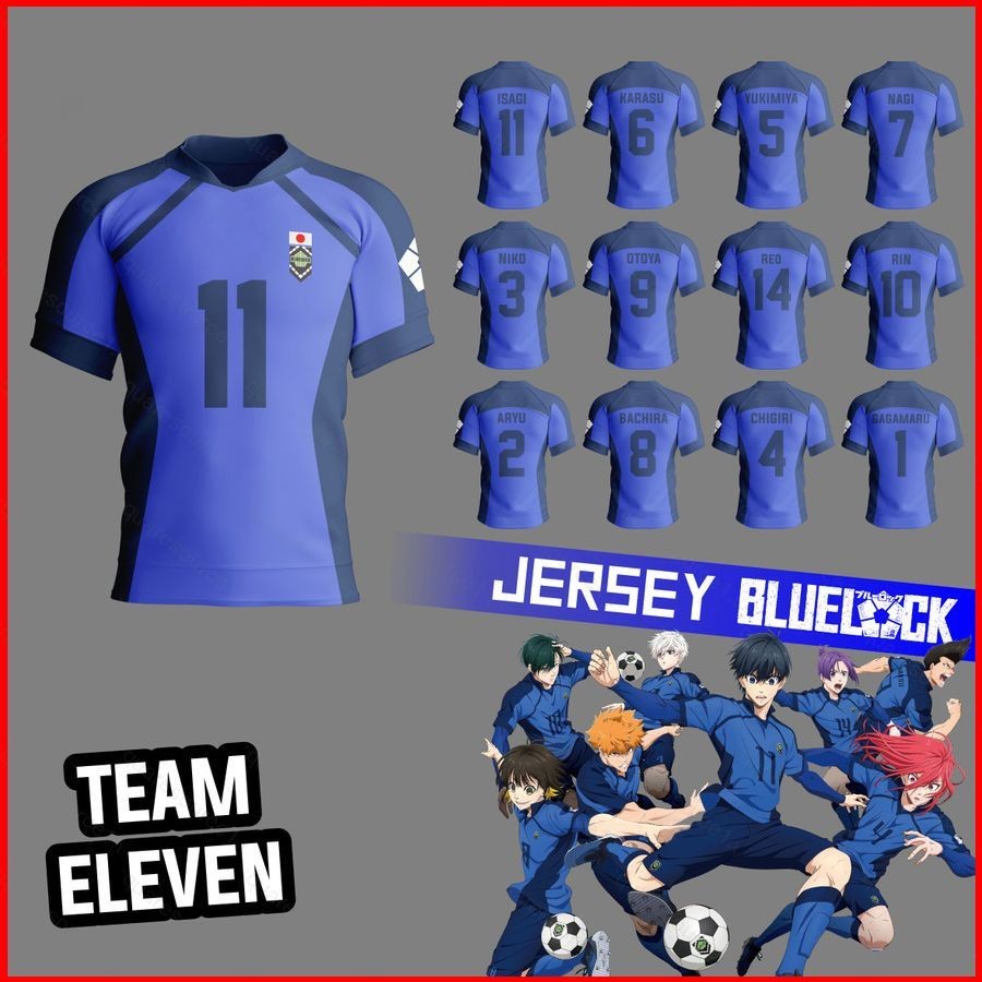 SQ1 Jersey Anime Cosplay Blue Lock Team Eleven Isagi Yoichi trend 3D ...
