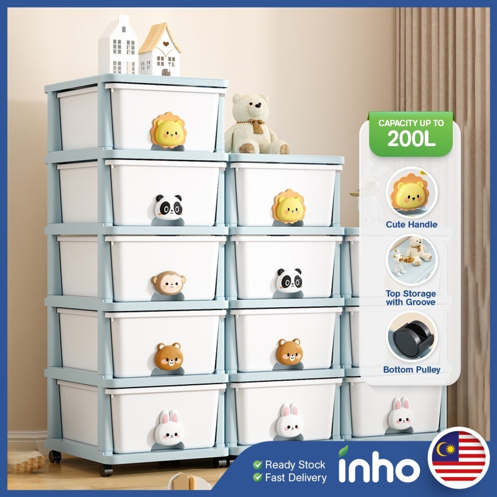 INHO 2/3/4/5/6 Layers Cartoon Drawer Storage Cabinet Organizer Clothes ...