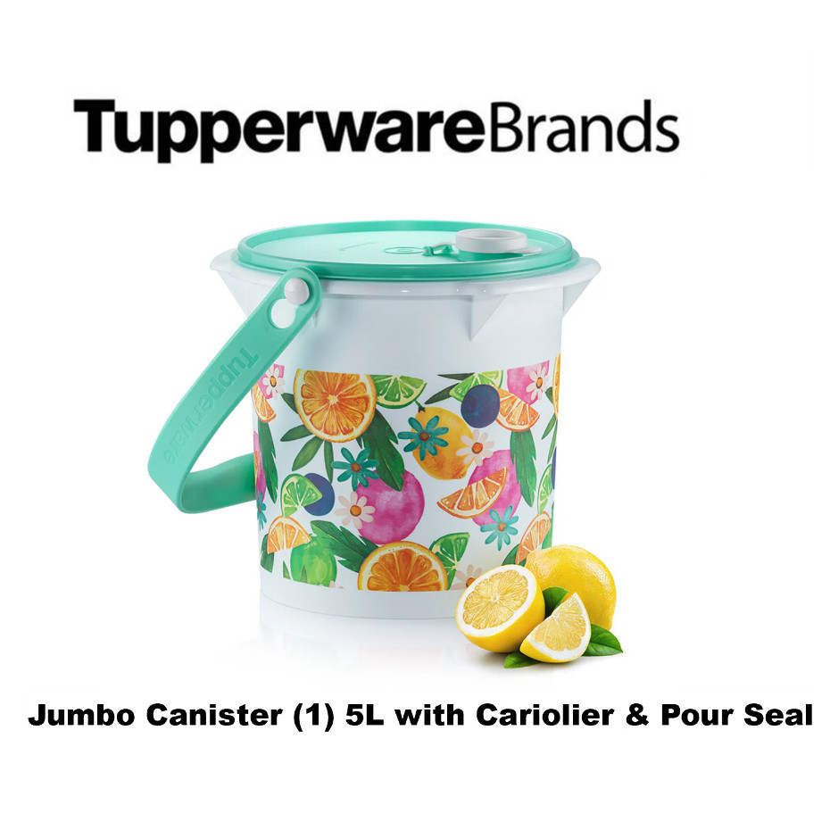 Tupperware Jumbo Canister (1) 5.0L with Cariolier & Pour Seal - with ...