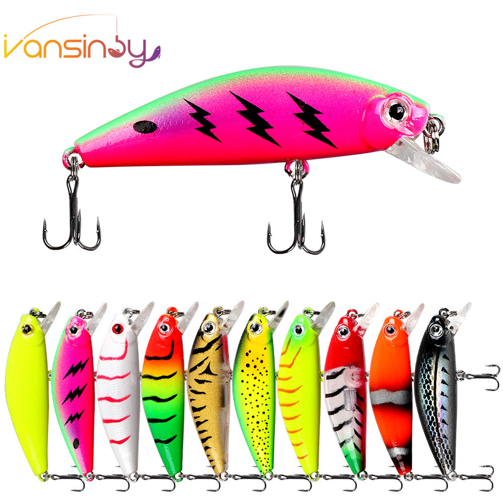 Fishing Lure Sinking Minnow 6.5cm/9g Killer Sebarau Peacock 3D Eyes Laser Bait With 2 Trible ...