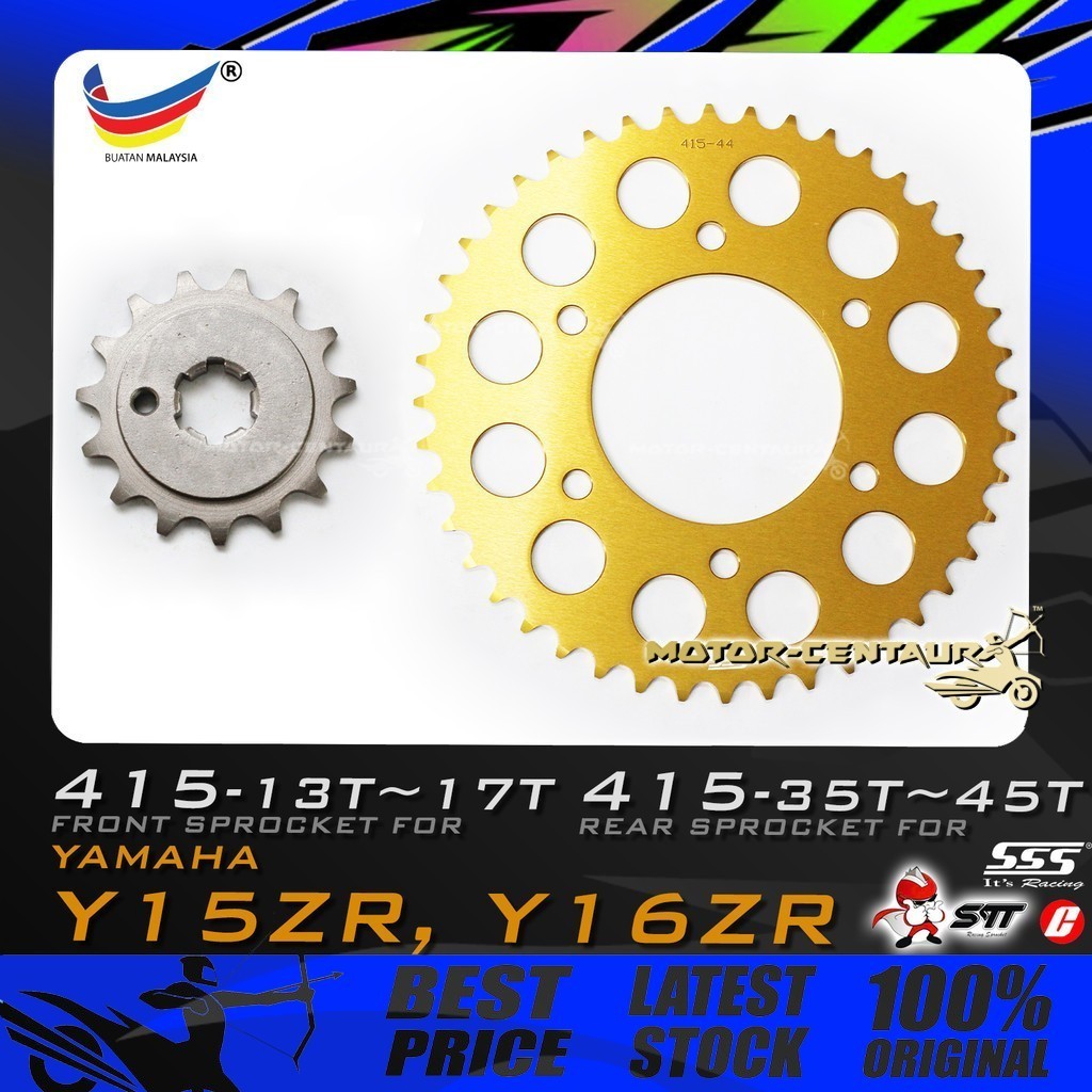 GEGANCU DEPAN/BELAKANG SSS/CU/STT FRONT/REAR SPROCKET 415 FOR Y15 Y15ZR Y16ZR 13T,14T,15T,16T ...