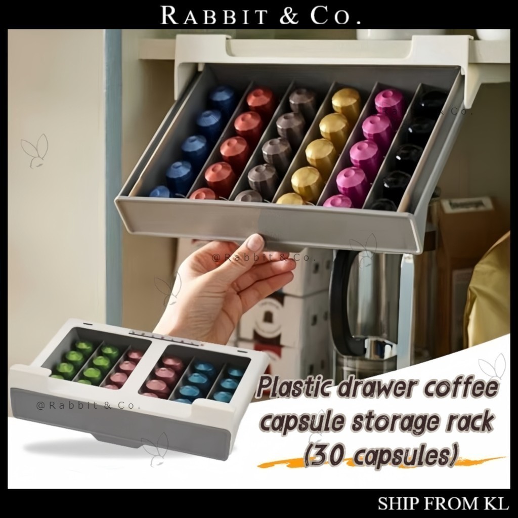 R&C Plastic Drawer Coffee Capsule Storage Rack (30 capsules) Under ...