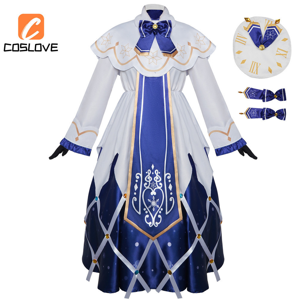 Hatsune Miku Snow Miku Cosplay Full Set Costume White Blue Color Dress ...