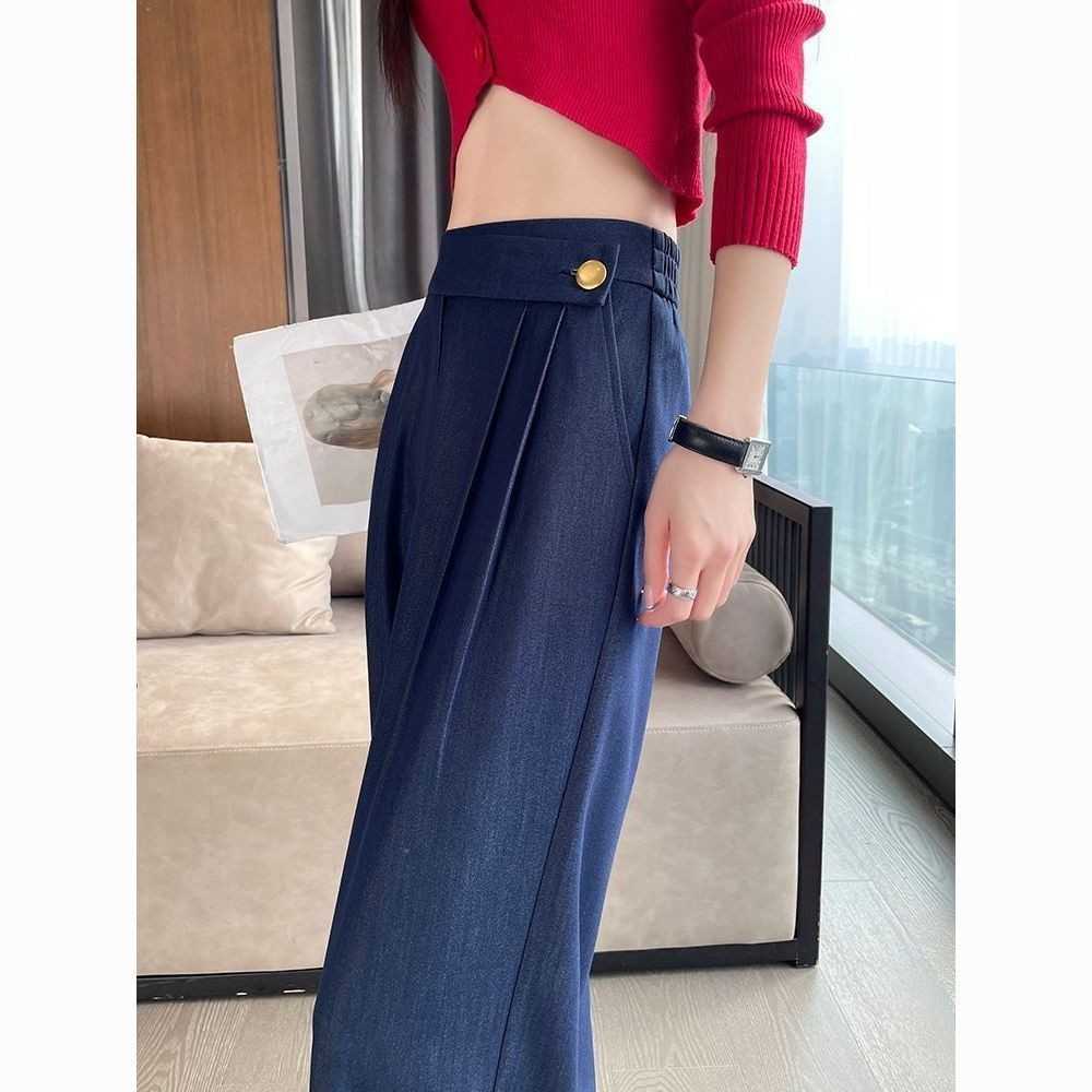 Super Soft Tencel Jeans Women Thin Style 2024 Slimmer Look Straight Loose Drape Ice Silk Wide ...