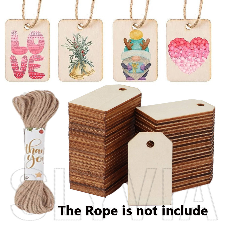 5Pcs Wood Gift Tags - Write Message, Painting and Staining Tag ...