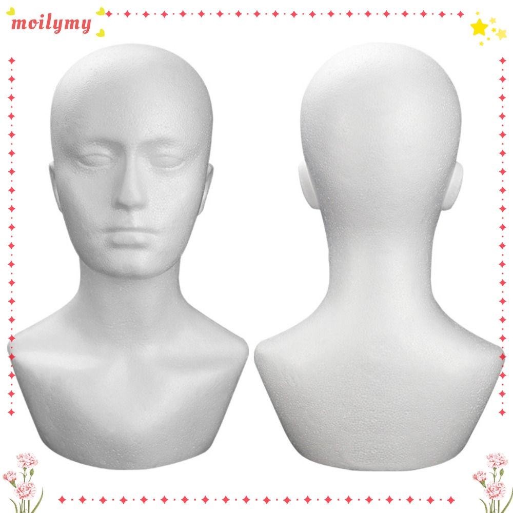 MOILYMY Male Head Model, Craft with Shoulder Mannequin Head, Foam ...
