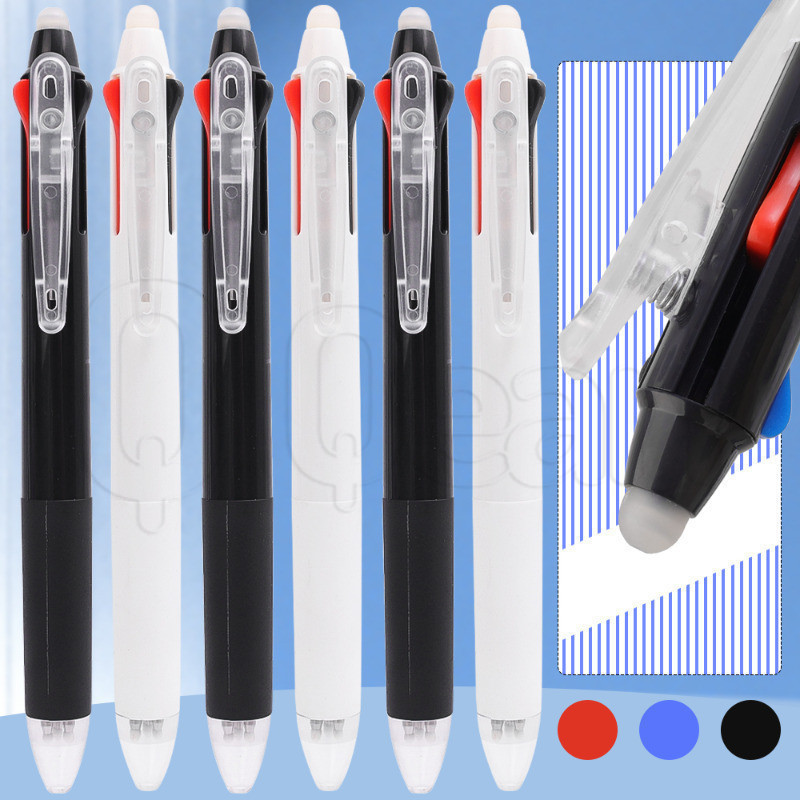 3 In 1 Erasable Gel Pen - 0.5mm Black Blue Red Ink Pen - Students Press ...
