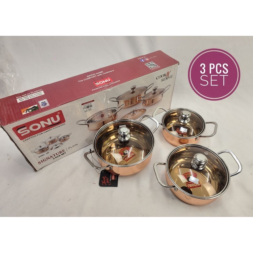 Signature Dish Copper Outline Stainless Steel Stock Pot Food/ Curry ...