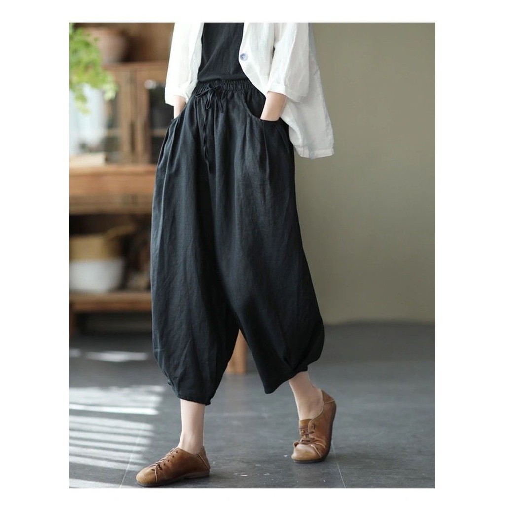 Bloomers Women's Cotton and Linen Women's Summer Thin Linen Ankle ...