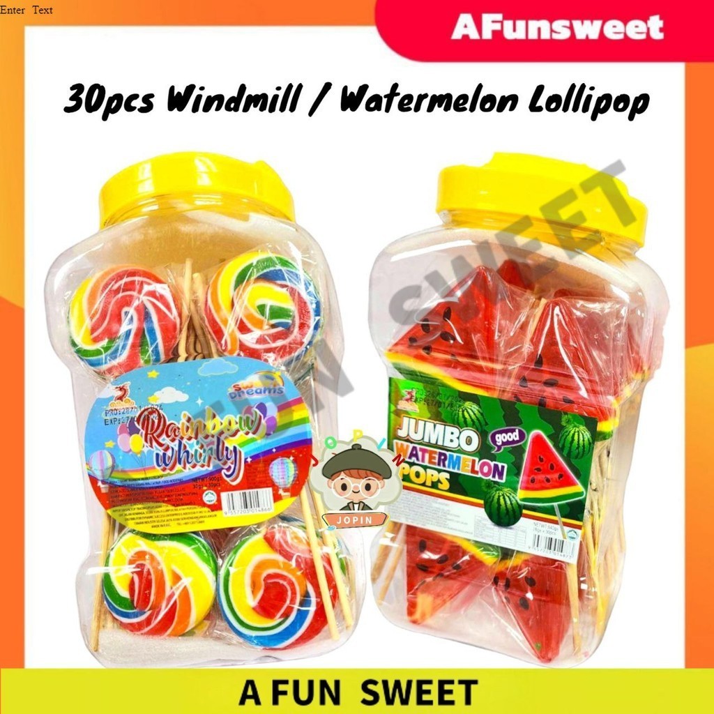 30pcs KHY Big Lollipop Rainbow Whirly (30g) / Jumbo Watermelon Pops (28g) | Shopee Malaysia