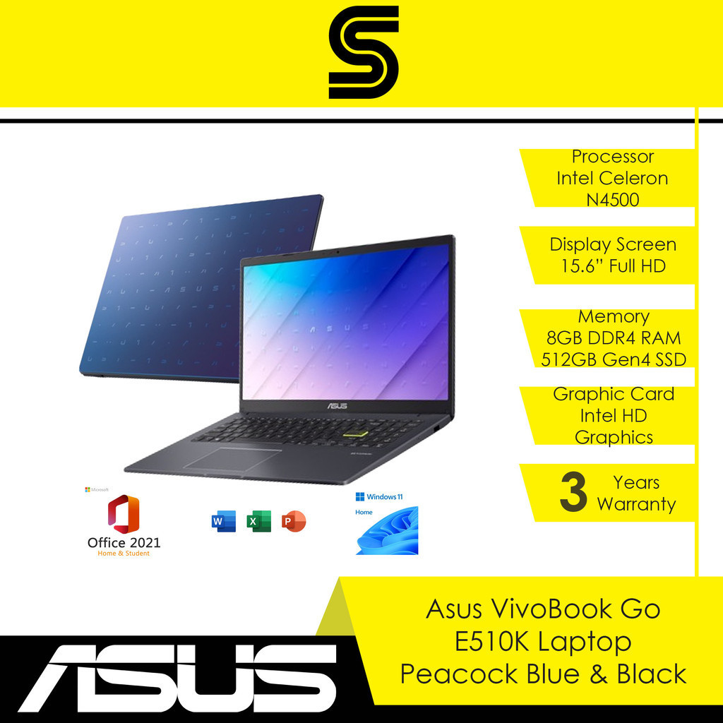 ASUS Vivobook Go E510K-AEJ733WS (Intel Celeron N4500/8GB DDR4/512GB ...