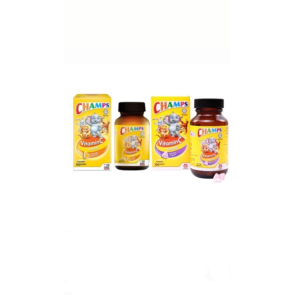 CHAMPS VIT C 30MG TABLET 100’S ORANGE (EXP:09/2025) / BLACKCURRANT ...