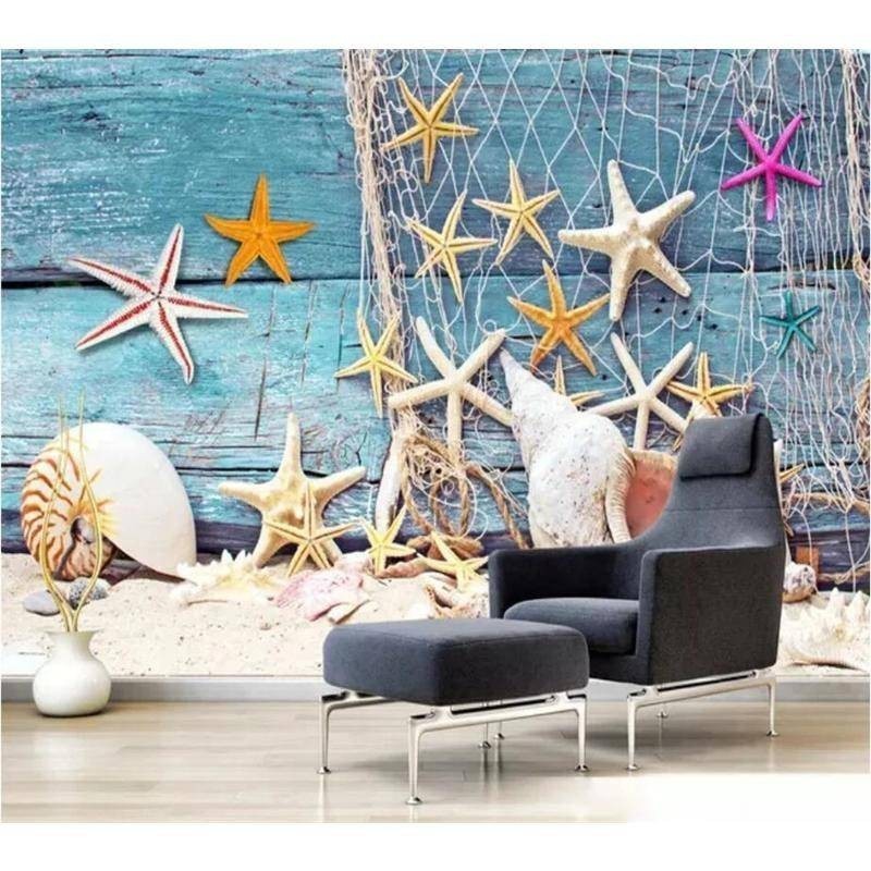 Custom Beautiful Blue Mediterranean Style Fishing Net Sea Shell Photo ...