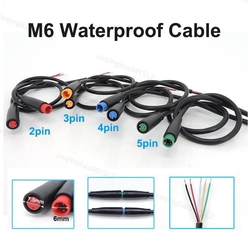 26CM 6mm 2 3 4 5 Pin Waterproof Cable M-6 Solar Panel Terminal Mini ...