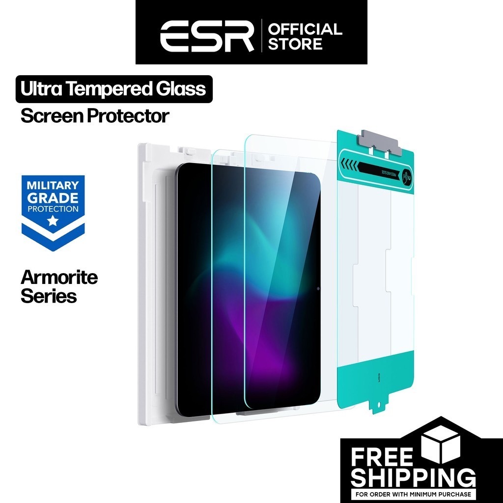 ESR Armorite Military Gred Tempered Glass untuk iPad Air iPad Pro 11/13 ...