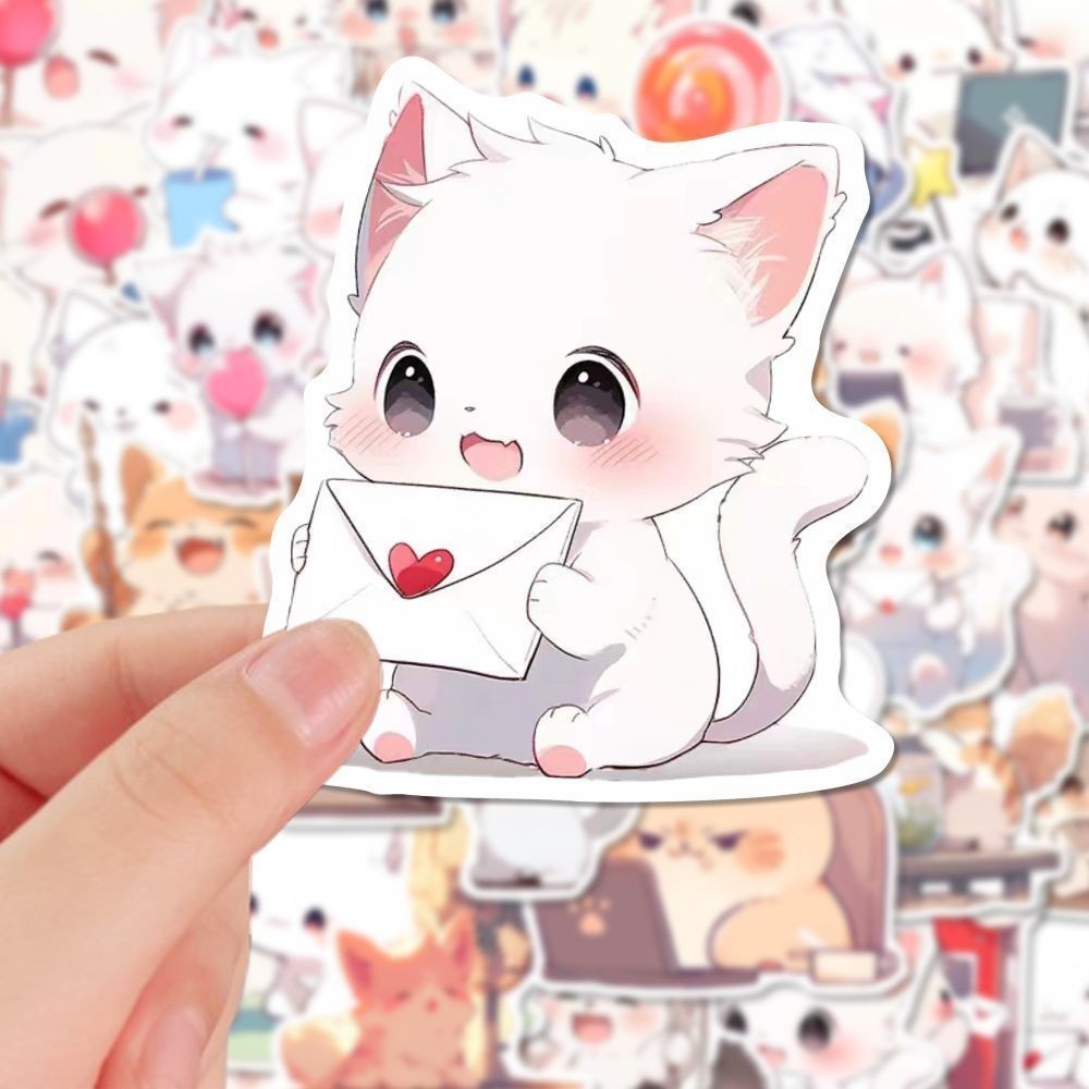 Two-dimensional Cute Stickers ins Girl Heart Cat Cat Daily Stickers ...