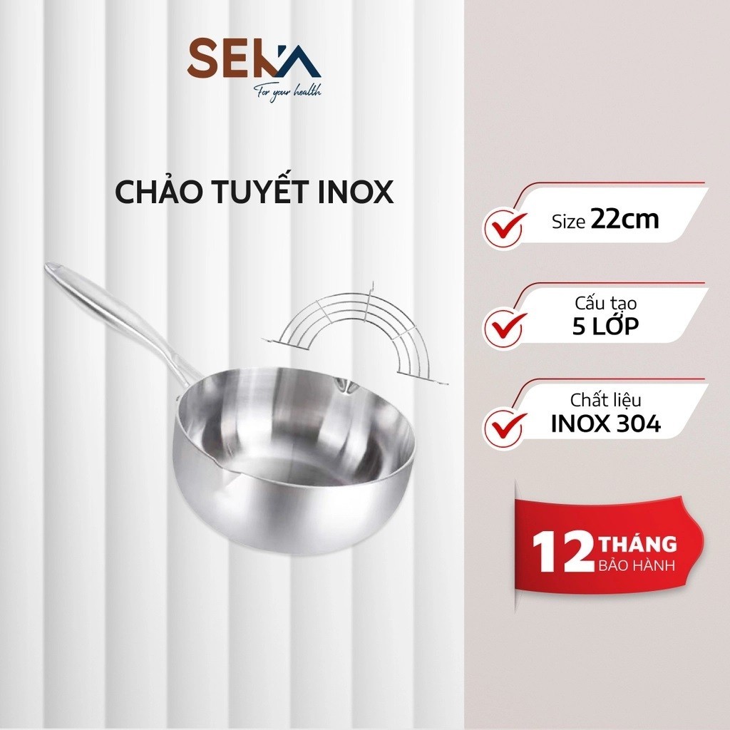 SEKA SK6030 Deep Stainless Steel Snow Pan Solid Cast Non-Stick Pan ...