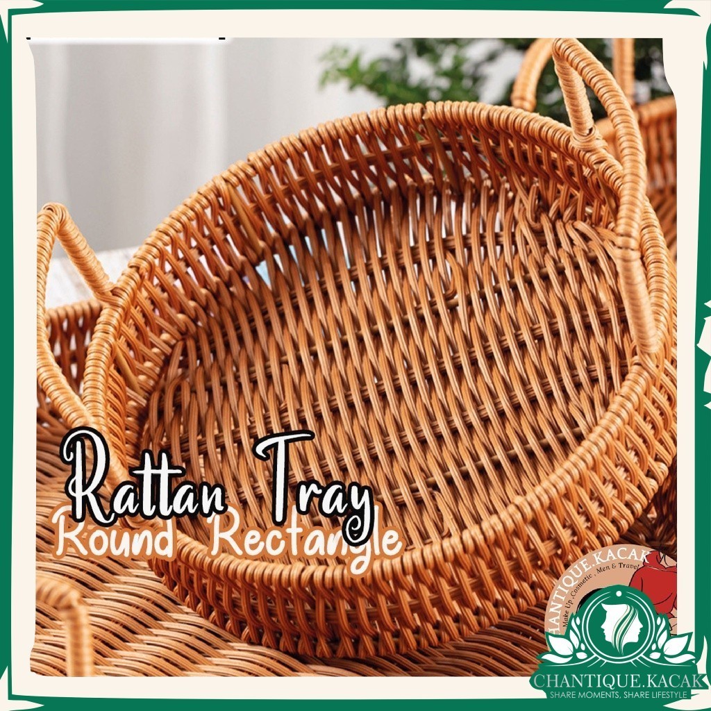[CK] 3 Size Rattan Tray Fruit Food Home Deco Wicker Basket Storage ...