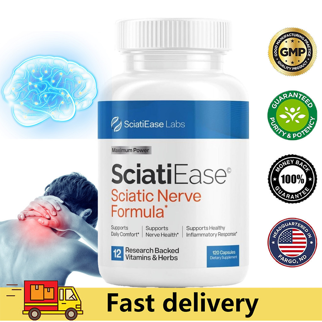 SciatiEase Sciatic Nerve Health Support - Supplemented with AlphaPalm, Pea, Vitamin B Complex ...