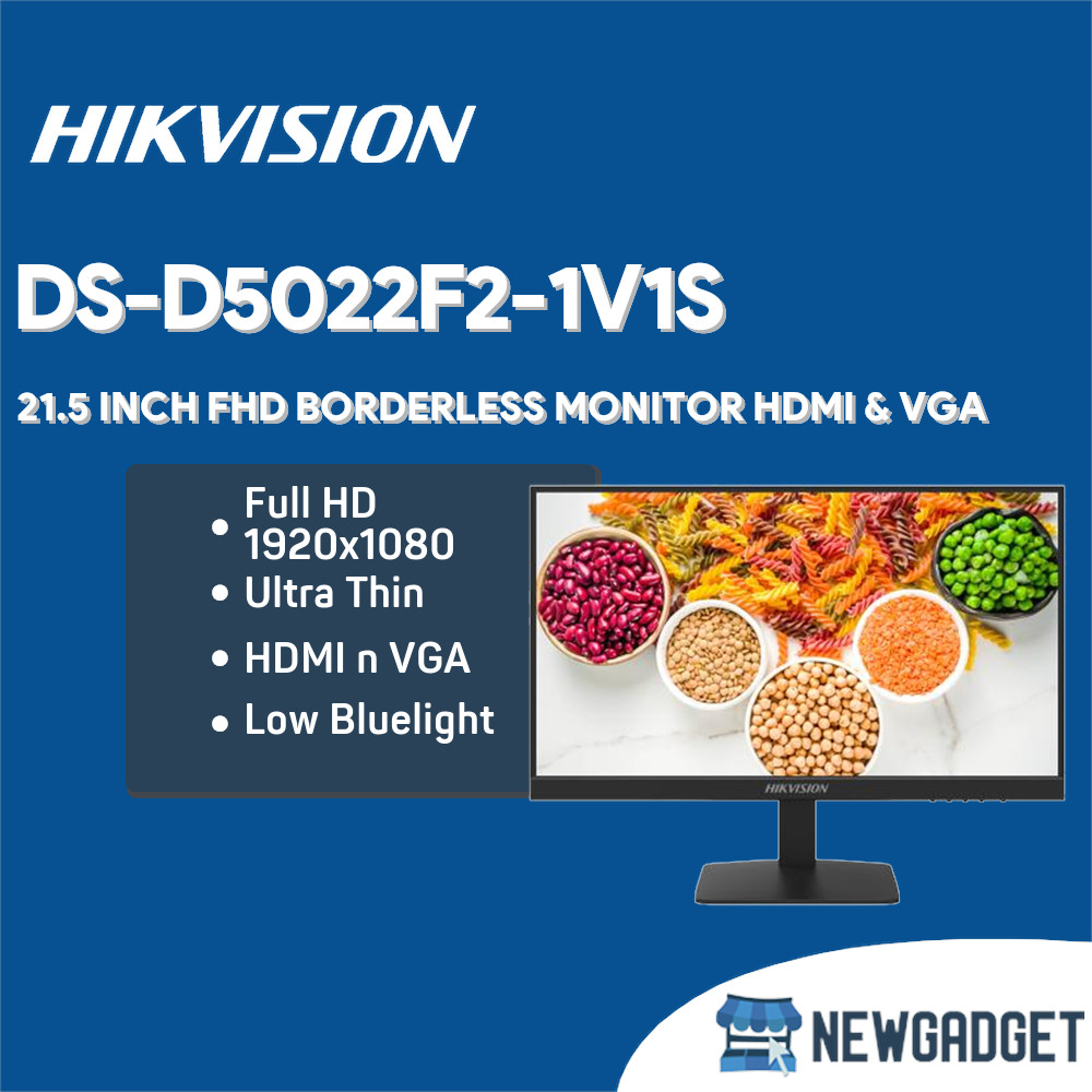 Hikvision DS-D5022F2-1V1S 21.5 INCH FHD BORDERLESS MONITOR HDMI & VGA | Shopee Malaysia