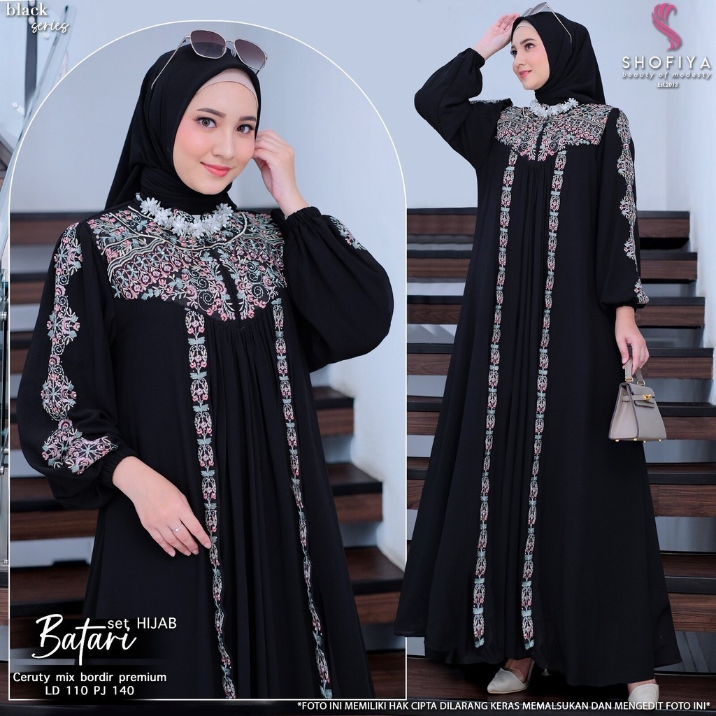 🔥 READY STOCK SHF Batari Jubah Sulam Bunga Gown Muslimah Maxi Dress ...